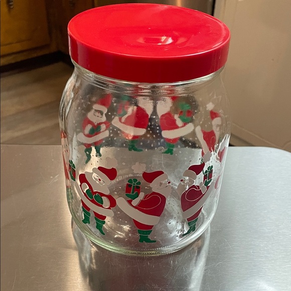 Unbranded | Holiday | Festive Christmas Santa Glass Jar Plastic Lid ...